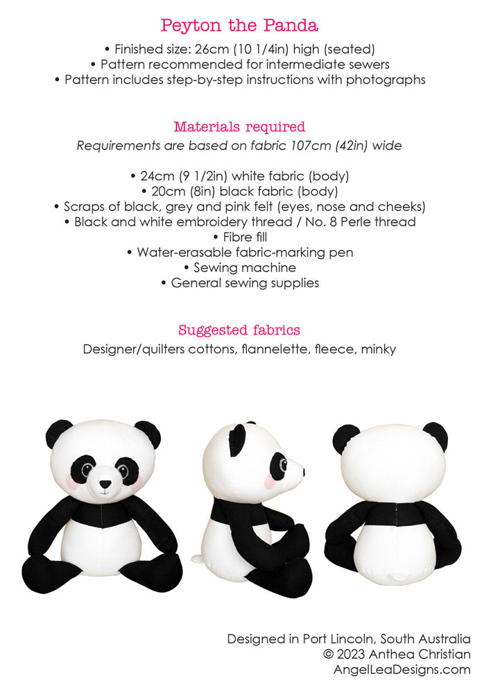 Peyton the Panda PDF Sewing Pattern – Angel Lea Designs